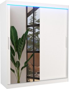 ADRK Furniture Posuvná skříň se zrcadlem a LED osvětlením TOM 180