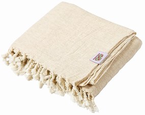 Ručně tkaná vlněná deka Nara VI - béžová