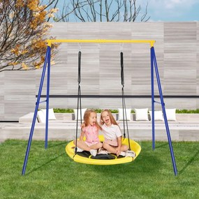 Costway Robustní kovová houpačka Rám zahradní houpačka A-frame modrá +