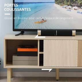 HOMCOM Televizní stolík pro TV do 50 palců s 2 posuvnými dveřmi a 2 policemi s řešením kabeláže - 115 x 40 x 49 cm