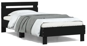 Rám postele s čelem černý 100 x 200 cm kompozitní dřevo