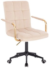 LuxuryForm DESIGN Otočná židle VERONA GOLD VELUR na černé podstavě s kolečky - krémová