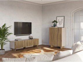 Krémový/v přírodní barvě TV stolek z borovicového dřeva 180x50x43 cm Marlo – Marckeric