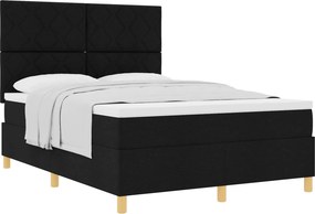 Postel s boxspringem s čelo Černá 140 x 190 cm textil 3339695
