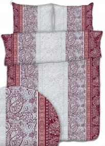Povlečení z kůry 180x200 vínová bílá šedá paisley ornamenty