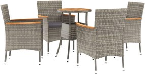 5dílný zahradní bistro set s poduškami šedý polyratan 3187431