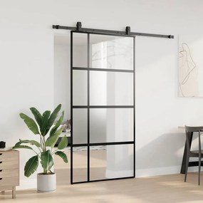 Posuvné dveře se sadou kování černé 102,5x205 cm Tvrzené sklo 3375900