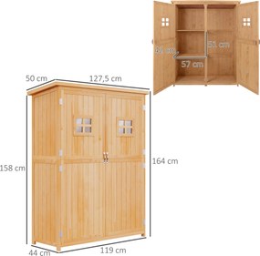 Outsunny Zahradní Domek Dřevěný Zahradní Skříň Venkovní Úložný Box Malý Zahradní Domek s Policemi Voděodolná Střecha Dvoukřídlé Dveře Úložný Prostor …