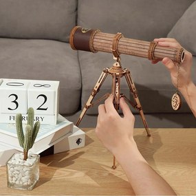 RoboTime 3D dřevěné mechanické puzzle Pirátský dalekohled