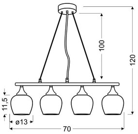 Lustr na lanku SIRIUS 4xE27/60W/230V