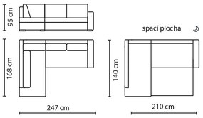 Sedací souprava ISLAND | 168x247 | rozklad na každodenní spaní + úložný prostor | VÝBĚR TKANIN