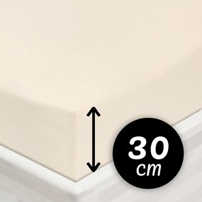 Jersey napínací prostěradlo na vysokou matraci JR-002 Smetanové 180 x 200 - výška 30 cm
