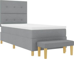 Postel s boxspringem s čelo Světle šedá 200 x 100 cm textil 3344275
