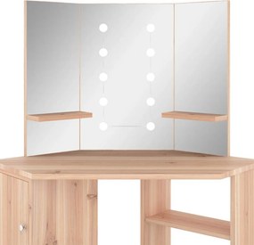 Rohový toaletní stolek s LED světlem dub 111 x 54 x 141,5 cm 326533