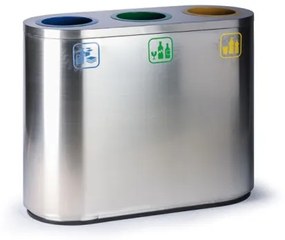 Odpadkový koš na třídění odpadu, 3x43 l, nerezový