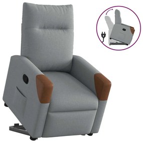 Zvedací polohovací křeslo světle šedé textil 3324006