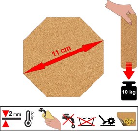 PokojovaDekorace.cz, Korkové podtácky - 523 osmihranné, 11cm, sada 6 ks