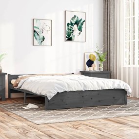 Rám postele šedý masivní dřevo 150 x 200 cm King Size,  815051
