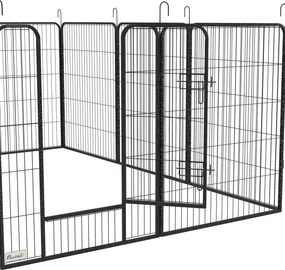 PawHut 12panelová skládací ohrádka pro štěňata — výška 100 cm, 2 zamykatelné dveře, vnitřní i venkovní, šedá