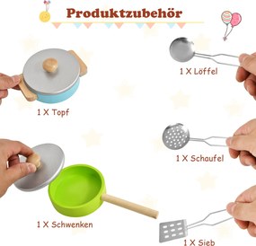 Costway Dětská kuchyňka na hraní dřevěná kuchyňská kuchyňka na hraní, bílý