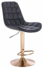 LuxuryForm DESIGN Barová židle PARIS na zlaté kulaté podstavě - černá