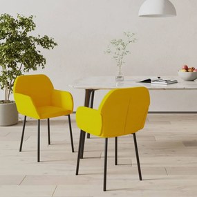 Jídelní židle 2 ks žluté samet,  344708
