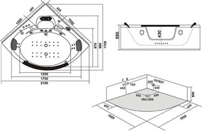 BPS-koupelny Hydromasážní vana HYD-TI604 152x152 bez ohřevu vody