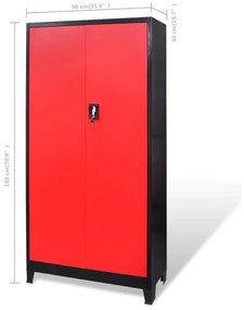 vidaXL Dílenská skříň s boxem na nářadí ocel 90x40x180 cm červenočerná