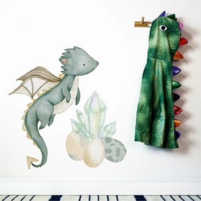 Gario Dětská nálepka na zeď The world of dragons - drak, vajíčka a diamanty Rozměry: 70 x 67 cm