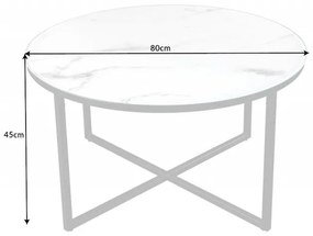 Noble Home Bílý kulatý konferenční stolek Elegance 80 cm