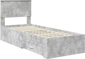 Rám postele se zásuvkou Betonově šedá a stříbrná 70 x 190 cm 3410961