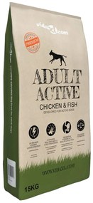 vidaXL Prémiové suché krmivo pro psy Adult Active Chicken & Fish 15 kg