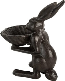 Hnědé antik litinové krmítko pro ptáčky zajíc - 16*13*17 cm