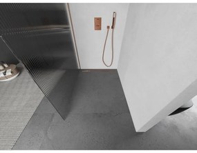 Mexen Kioto L, sprchová zástěna Walk-In 100 x 200 cm, 8mm sklo s žebrovým vzorem, měděný matný profil, 800-100-103-65-09
