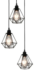 Stropní lampa s diamantovým designem černá 3 x žárovka E27 281634