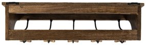 Dřevěný nástěnný věšák s 5-ti háčky Marit – 70x17x17 cm