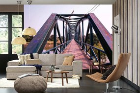 DIMEX | Samolepicí vliesová fototapeta na zeď Železný most MA-5-0647 | 375 x 250 cm | zelená, modrá, měděná