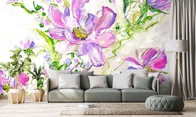 Samolepící tapeta malované letní květiny - 225x150 cm