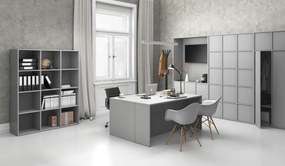 Kancelářská skříň FRAME, 2x dveře, 872 x 450 x 1735 mm, PUSH-lock, šedá