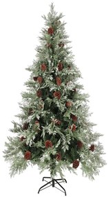 Vánoční stromek se šiškami zelenobílý 225 cm PVC a PE - Default Title
