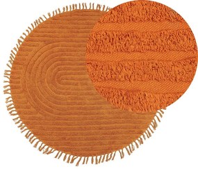 Kulatý bavlněný koberec ø 140 cm oranžový HALFETI Beliani