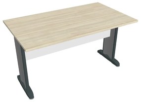 Stůl jednací rovný 140 cm - Hobis Cross CJ 1400 Dekor stolové desky: akát, Dekor lamino podnože: bílá, Barva nohou: černá