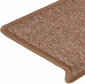 Schodové rohože 15 ks 65 x 21 x 4 cm hnědé s obdélníkovým okrajem 326196