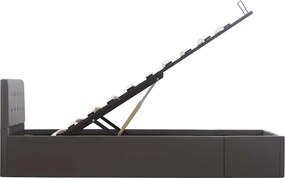 Rám postele zvedací úložný prostor šedý umělá kůže 90 x 200 cm 285522