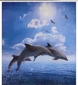 Livarno® Sprchový závěs, 180 x 200 cm (delfíni)