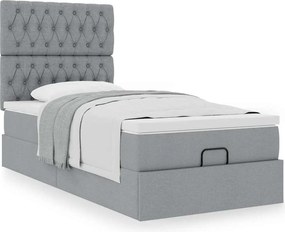 Osmanský rám postele s matrací světle šedá 90x190cm textil 3313202