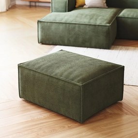 OnaDnes -20% Zelený manšestrový taburet Kave Home Blok 90 x 70 cm
