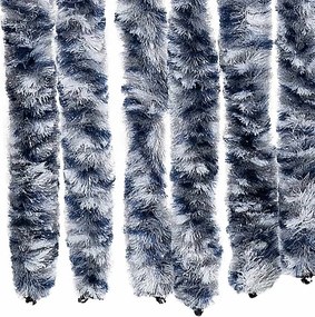 Závěs proti hmyzu modrý, bílý a stříbrný 90 x 220 cm Chenille 284274