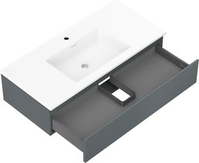 Mexen Orio, koupelnová skříňka 100 cm s umyvadlem Otis, 1 zásuvka, grafitová matná/bílá matná, 91A10-10023-1-BF66-W18M01
