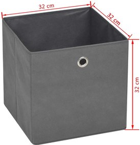Úložné boxy 4 ks netkaná textilie 32 x 32 x 32 cm šedé 245747